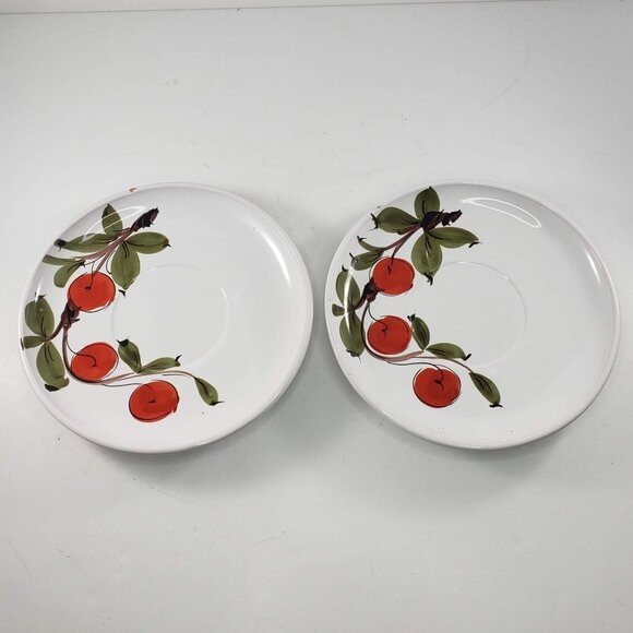 Dining | Vintage Italy Cherry Plates Hand Painted Set Of 2 75 | Poshmark